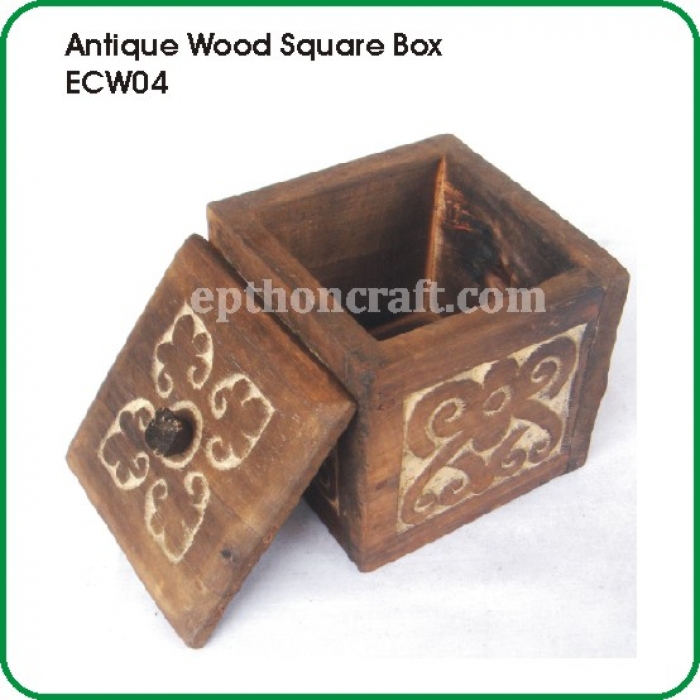 Antique Wood Square Box
